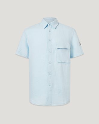 Belstaff Scale Kurzarmhemd F&uuml;r Herren Garment Dyed Linen One Size