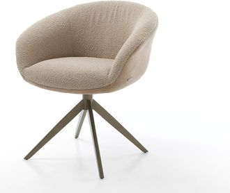 DELIFE Drehstuhl Vinka-Flex mit Armlehnen Materialmix Schlamm Kreuzgestell breit Effektfinish Titan 360&deg; drehbar Taschenfederkern, Esszimmerst&uuml;hle