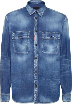 Dsquared2 Homme, Chemises, Bleu, Taille: M Chemise &agrave; Poches pour Travailleurs