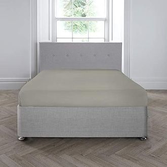 Appletree 200TC Plain Dye Einfarbiges Spannbetttuch, Fadenzahl 200, 35 cm tief, Baumwolle, Silber, Laken Doppelbett