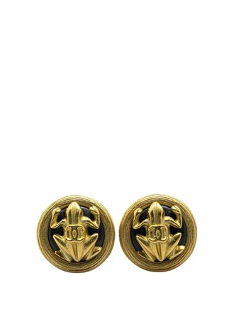 Chanel boucles doreilles en plaqué or à logo CC (1994)