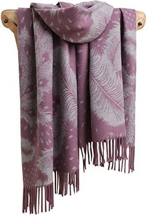 GFM Ch&acirc;le tr&egrave;s doux en texture cachemire pour lautomne et lhiver - Conception de plumes de paon (Pckshl-jmn-purple)
