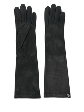 Magda Butrym gants en cuir &agrave; d&eacute;tail de rose - Noir