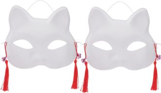 SOLUSTRE 2 Stück Weiße Halbgesichts Katzenmasken aus Wasserfestem Stilvolles Cosplay Accessoire für Maskenbälle Halloween und Kostümpartys Trendige Korrosionsb