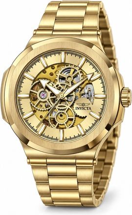 Invicta Objet D Art 70004 Herrenuhr - Automatikwerk - Stahl mit goldenem Zifferblatt - 43 mm