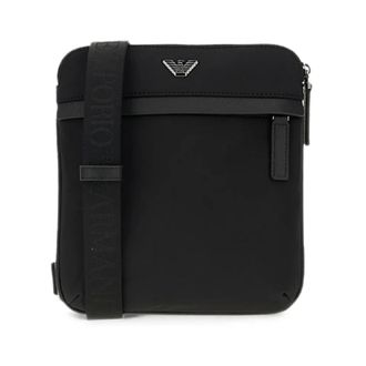 Emporio Armani Sac bandouli&egrave;re avec plaque logo - Homme - Sacs - Noir - Taille: ONE Size