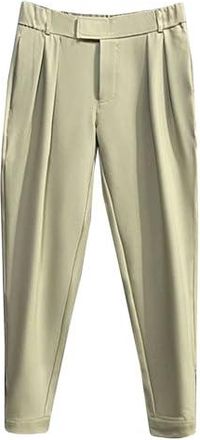 Generic Pantalon habill&eacute; l&eacute;ger de couleur unie pour homme, pantalon de costume d&eacute;contract&eacute; &agrave; revers &agrave; la cheville, pantalon de travail d&eacute;t&eacute;, Vert clair A, 40