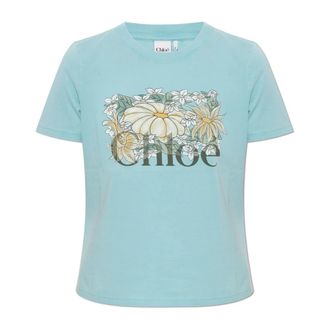 Chlo&eacute; Logo T-Shirt - - Tops - Damen - Blau - M
