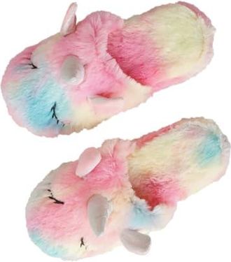 BESPORTBLE Pantoufles Peluche Pantoufles Int&eacute;rieur avec Motif Licorne pour Automne et Hiver Maison