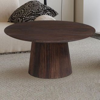 M&S Collection M&s - Table basse ronde 80x80x38 cm en manguier marron fonc&eacute; - maguel