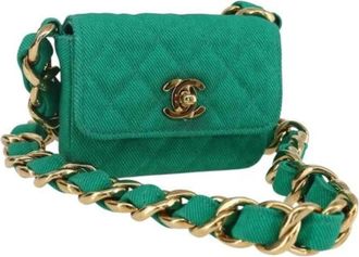 Chanel Mini sac en toile Pre-owned - Femme - Pre-owned - Vert - Taille: ONE Size