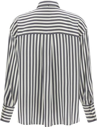 Brunello Cucinelli Two-Tone Striped Silk Shirt - Gray