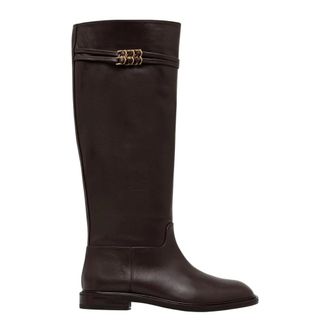 Baldinini Bottes hautes &agrave; plaque logo - Femme - Chaussures - Brun - Taille: 39 EU