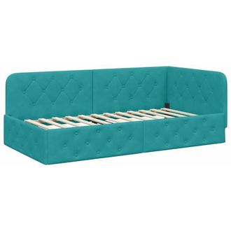 vidaXL Eckbettgestell T&uuml;rkis 90 x 200 cm Samt vidaXL