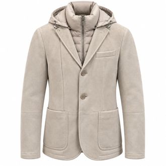Moorer Einreihige Wildlederjacke - - Coats - Herren - Beige - M