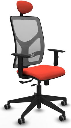 Piqueras y Crespo B&uuml;rostuhl mit 1D-Armen, h&ouml;henverstellbare Lendenwirbelst&uuml;tze und festes Kopfteil, ausgestattet mit Syncro/Traslack und Schneideschaum, Grau/Dunkeloran