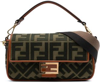 Fendi Hobo Bags - Zucca Embroidered Canvas Baguette Satchel - Gr. unisize - in Gr&uuml;n - f&uuml;r Damen