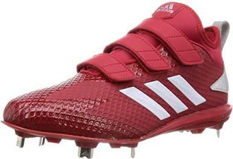 adidas Adizero Speed 8 AC Chaussures de baseball &agrave; crampons m&eacute;talliques, Power Red White Silver, 46 2/3 EU