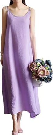 Generic Robe de nuit en coton et soie pour femme avec jupon long, Violet - 120 cm, L