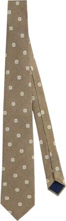 Oscar Jacobson Homme, Accessoires, Beige, Taille: ONE Size Garza Patterned Silk Tie