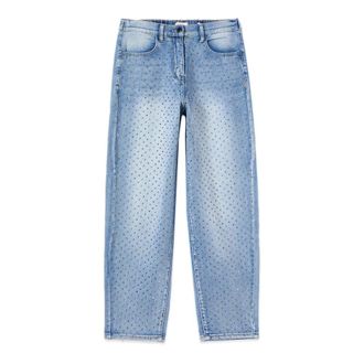 Oltre Barrel-Jeans mit Kristallen vorne - - Jeans - Damen - Blau - M