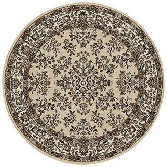 Hanse Home Design Kurzflor Wohnzimmerteppich Orient - Zabul Perser Look, Orientalischer Teppich f&uuml;r Esszimmer, Wohnzimmer, Schlafzimmer - Creme, 140 cm
