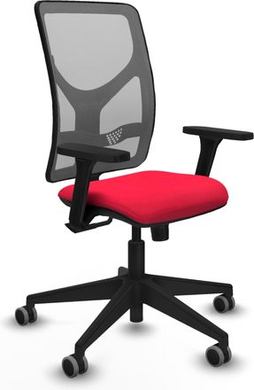 Piqueras y Crespo Rollstuhl f&uuml;r den Schreibtisch mit 3D-Armen, h&ouml;henverstellbare Lendenwirbelst&uuml;tze, ausgestattet mit 3 Positionen und Schneidschaum, Grau/Rot