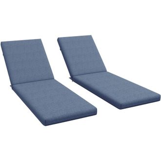 OUTSUNNY Lot de 2 matelas pour transat bain de soleil - dim. 190,5L x 58,4l x 7H cm - cordons dattache - bleu