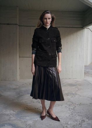 Mango Veste daim col officier marron - Femme - S - MANGO