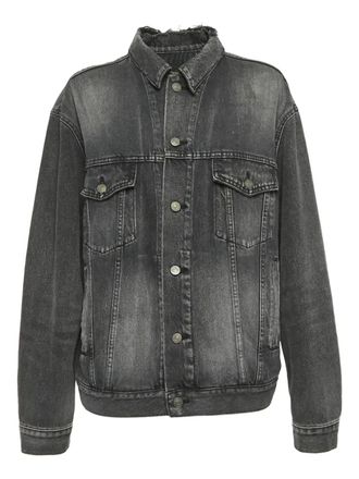 Balenciaga veste en jean &agrave; d&eacute;tail de logo - Gris