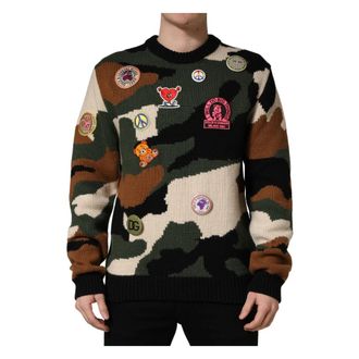 Dolce & Gabbana Intarsien-Strickpullover mit Camouflage-Muster - - Knitwear - Herren - Mehrfarbig - M