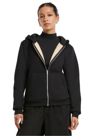 Urban Classics Ladies Bonded Sherpa Zip Hoody Black, XXL