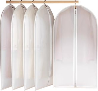 Generic Kleiders&auml;cke, 5er-Pack, transparent, Mantelh&uuml;llen mit Rei&szlig;verschluss zur Aufbewahrung von Kleidern, Anz&uuml;gen und Hemden im Kleiderschrank (wei&szlig;, 60 x 1