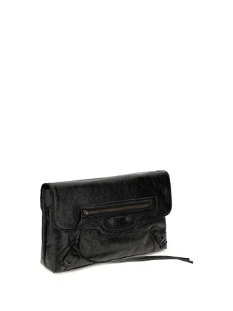 Balenciaga Womens Le City Clutch Lambskin Black Lamb Ovis Aries Clutches