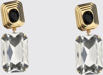 Alessandra Rich Boucles doreilles pendantes en laiton avec cristaux noirs