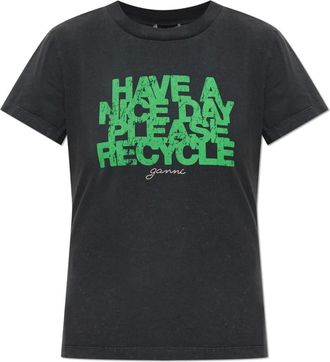 Ganni Femme, Tops, Noir, Taille: 42 FR T-Shirt Imprim&eacute;