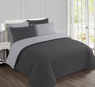 Vision Streetwear Vision Bettwäsche aus Flanell, Anthrazit/Grau, wendbar, Bettbezug 240 x 220 cm, mit 2 passenden Kissenbezügen, 65 x 65 cm, 100% Baumwollflanell