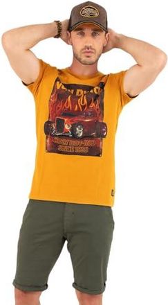 Von Dutch Tee Shirt Homme 100% Coton, T Shirt Homme Col Rond, Manches Courtes et Regular Fit, Jaune, Rouge, Noir, Taille XL