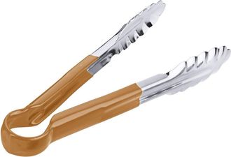 Contacto Zange HACCP aus Edelstahl, 30 cm, K&uuml;chenzange, Griff mit farbigem Vinyl-&Uuml;berzug, schwere Qualit&auml;t, braun