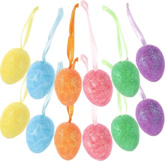 Cabilock 12St Glitzer Ei Anhänger Glitzereier-Ornamente Weihnachtsdekorationen im Freien Easter Egg Decoration Easter Decoration Ostereier Osterparty-Anhänger 