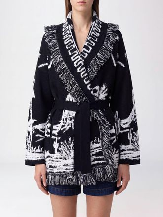 Alanui Cardigan jacquard en cachemire et laine avec franges et ceinture