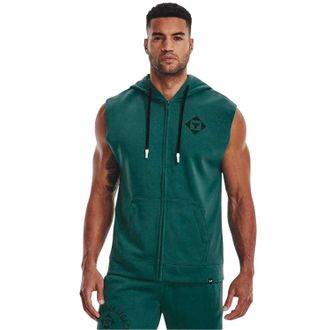 Under Armour Project Rock Kapuzenpullover f&uuml;r Herren, mit Kapuze, &Auml;rmellos (Gr&uuml;n)
