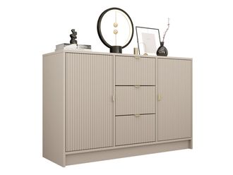 Mirjan24 Kommode Tireno 2D3SZ mit 3 Schubladen und 2 T&uuml;ren, geriffelte Fronten, B:118 x H:75 x T:40 cm, Highboard, Anrichte, Sideboard, Mehrzweckschrank, Wohnz