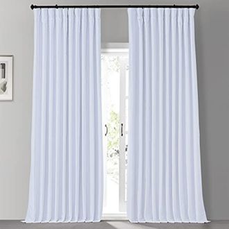 Half Price Drapes halben Preis Drapes Blackout Extra Breit Vintage aus Dupionseide Gardine, Ice, 100 x 96