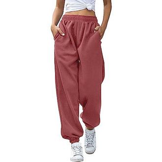 Generic Pantalon de jogging d&eacute;contract&eacute; taille haute 2026 pour femme pour yoga et entra&icirc;nement confortable avec poches lat&eacute;rales, rose, XXL