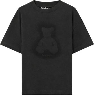 Palm Angels Homme, Tops, Noir, Taille: XL Spray Bear Regular T-Shirt