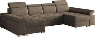 E-MEUBLES Ecksofa Couch f&uuml;r Wohnzimmer Schlafsofa Sofa verstellbare Kopfst&uuml;tze U-Form Eckcouch Wohnlandschaft Polsterecke mit Schlaffunktion und Bettkasten