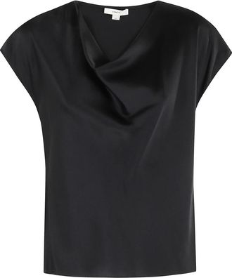 Vince Femme, Blouses et Chemises, Noir, Taille: 40 FR Chemisier en Soie &agrave; Col Drap&eacute;