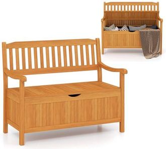 Costway Gartenbank Holz mit Stauraum, Holzbank für 2-Sitzer bis 360kg belastbar, Balkonbank mit abnehmbarem Innensack, Sitzbank für Garten, Balkon, Terrasse, 