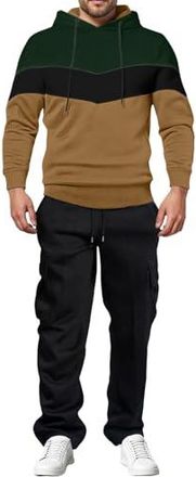Generic Survêtement 2 pièces pour homme - Ensemble de survêtement à capuche et jogging - Tenue décontractée pour le sport de plein air - Survêtement dautomne 